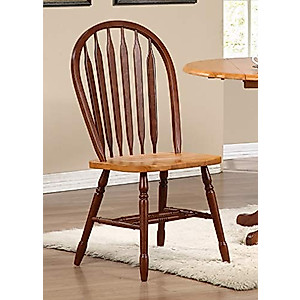 Sunset Trading Selections Windsor Arrowback Side Two Tone Nutmeg Brown Light Oak Solid Wood | Set of 2 Fully Assembled Sidechairs Dining Chair