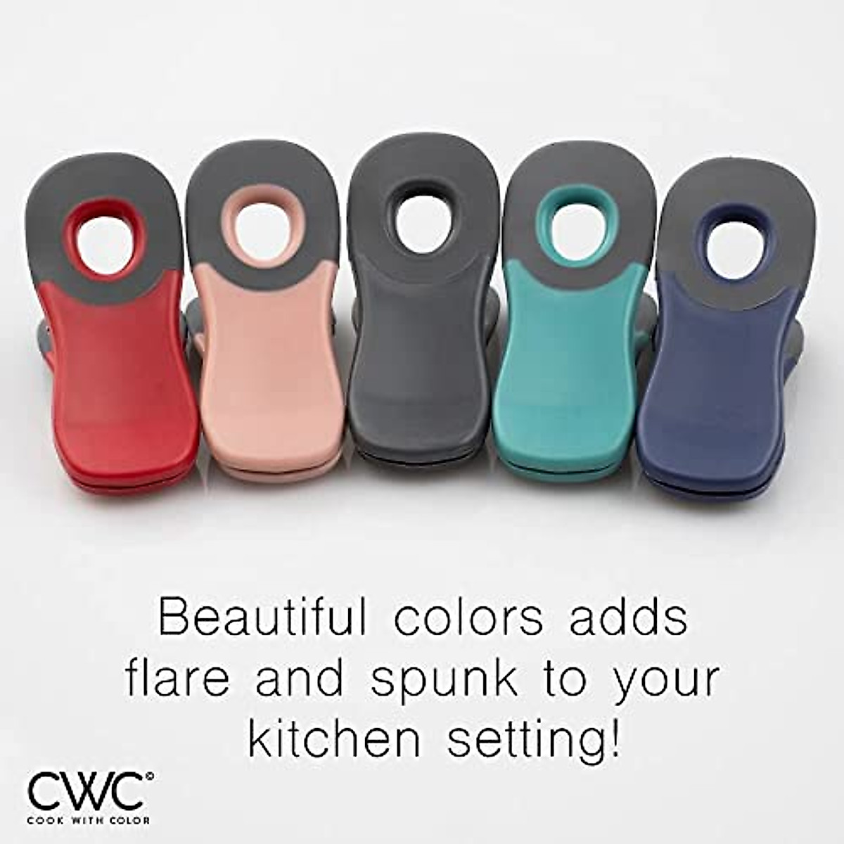 COOK WITH COLOR Cute Bag Clips - Funny Snack Clips, Magnetic Chip Clips for Bags - Kitchen and Food Bag Clips for Airtight Seal for Food Storage, Multi, Pack of 10