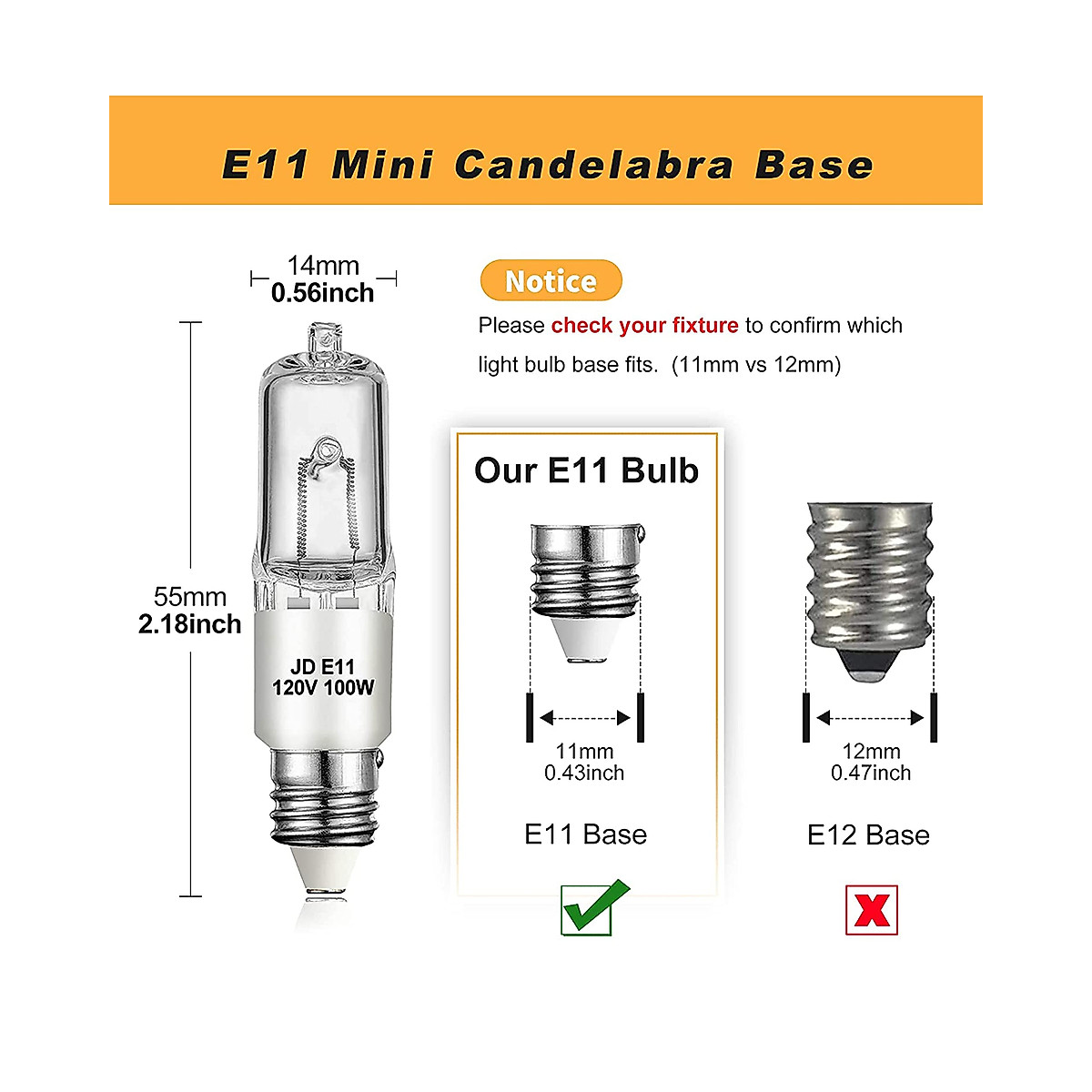4 Pack JDE11 Bulb,120V 100W Halogen Candelabra Bulbs,T4 Mini Base JD E11 Bulb ,Dimmable 2700K Warm White（Replacement E11 LED bulb）,for Chandeliers,Candelabra,Ceiling Fan, Table Lamps, Cabinet Lighting