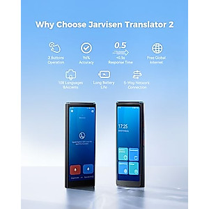 Jarvisen Language Translator Device, Two-Way Instant Voice Translator for 108 Languages, Real-Time Translation Device with Online Offline Translation, Portable Traductor for Travel, Business
