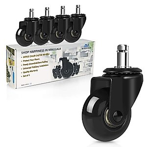 Office Chair Caster Wheels,2 Heavy Duty Desk Chair Wheels Replacement for Hardwood Floor,Smooth&Silent Swivel Wheels, 7/16”X 7/8”Universal Fit for Herman Miller,Game Chairs(not fit IKEA Chairs)