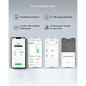 Autel Home Smart Electric Vehicle (EV) Charger up to 50Amp, 240V, Indoor/Outdoor Car Charging Station with Level 2, Wi-Fi and Bluetooth Enabled EVSE, Hardwired,25-Foot Cable,Sierra Blue