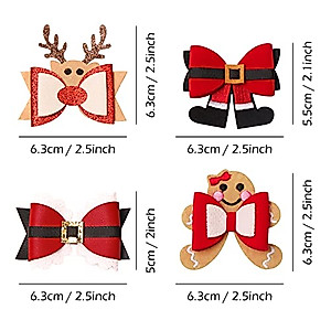 Christmas Clips Kit Toddler Girls Xmas Holiday Hair Bows Barrettes Bulk Kids Glitter Santa Antler Gingerbread Bowknot Hair Pins Cute Costume Accessories Little Baby Girls New Year Favor Gifts