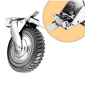 8" Heavy Duty Plate Casters 2200lbs Load Capacity Lockable Bearing Caster Wheels with Brakes Industrial Swivel Top Plate Casters Wheels Set of 4 for Cart, Trolleys, Furniture and Workbench