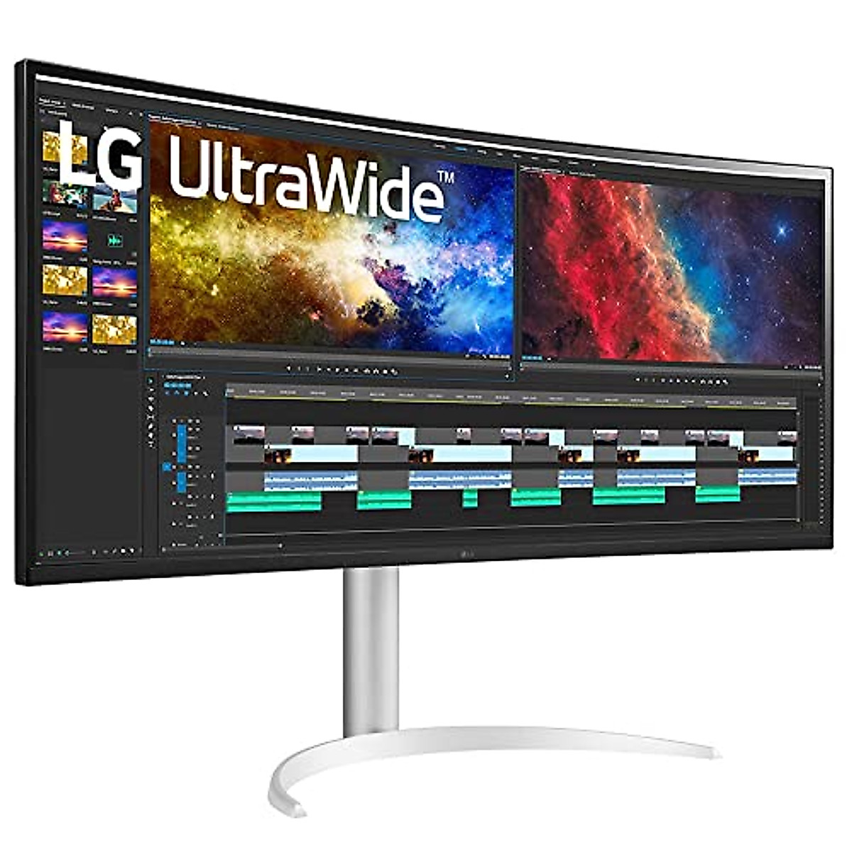 LG 38WP85C-W 38" Curved 21:9 UltraWide QHD 3840x1600 PC Monitor Bundle with Deco Gear Mechanical Gaming Keyboard, Deco Gear Wired Gaming Mouse and Deco Gear Gaming Mouse Pad