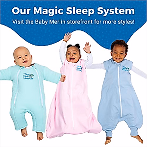 Baby Merlin's Magic Sleepsuit - 100% Cotton Baby Transition Swaddle - Baby Sleep Suit - Blue - 3-6 Months