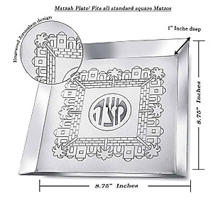 Passover Jerusalem Classics Seder Collection Complete Set Includes Seder Plate, Matzo Tray, Elijah Cup with Coaster, Kiddush Cup, Round Matzah Cover Afikoman Bag Pesach Dinnerware Set by Zion Judaica