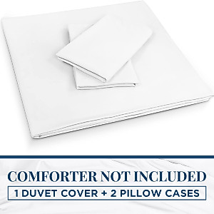 BLUECLANS Duvet Cover King Size 100% Egyptian Cotton 3 Piece Duvet Cover Set California King 800 Thread Count Soft Comforter Cover with Zipper Closure 2 Pillowcases White [Comforter Not Included]