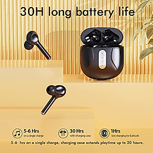 True Wireless Earbuds, ENC Bluetooth 5.3 Headphones Touch Control with Wireless Charging Case IPX6 Waterproof Stereo Earphones in-Ear Built-in Mic Noise Cancelling Headset Premium Deep Bass for Sport