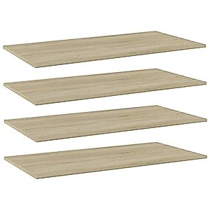 Tidyard 4 Piece Bookshelf Boards Chipboard Replacement Panels Storage Organizer Display Shelves Sonoma Oak for Bookcase, Storage Cabinet 39.4 x 19.7 x 0.6 Inches (W x D x H)