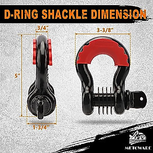 METOWARE Heavy Duty Tow Strap Recovery Kit - 3" x 20ft(35,000lbs) Tree Saver Winch Strap + 3/4" D Ring Shackles(2pcs) + Storage Bag - Truck, SUV, ATV Off Road Towing Strap Kit