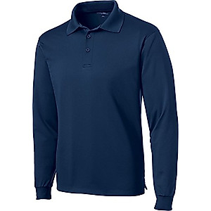 Sport-Tek Men's Long Sleeve Micropique Sport Wick Polo L True Navy