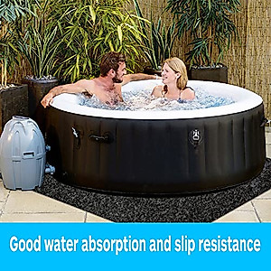 74" X 72" Hot Tub Mat with 96" Dia Hot Tub Cover-10pcs Stainless Steel Clips Outdoor Indoor Spa Hot Tub Protective Floor Mat, Water-Absorbent Anti-Slip Mat for Inflatable Hot Tub Outdoor Spa