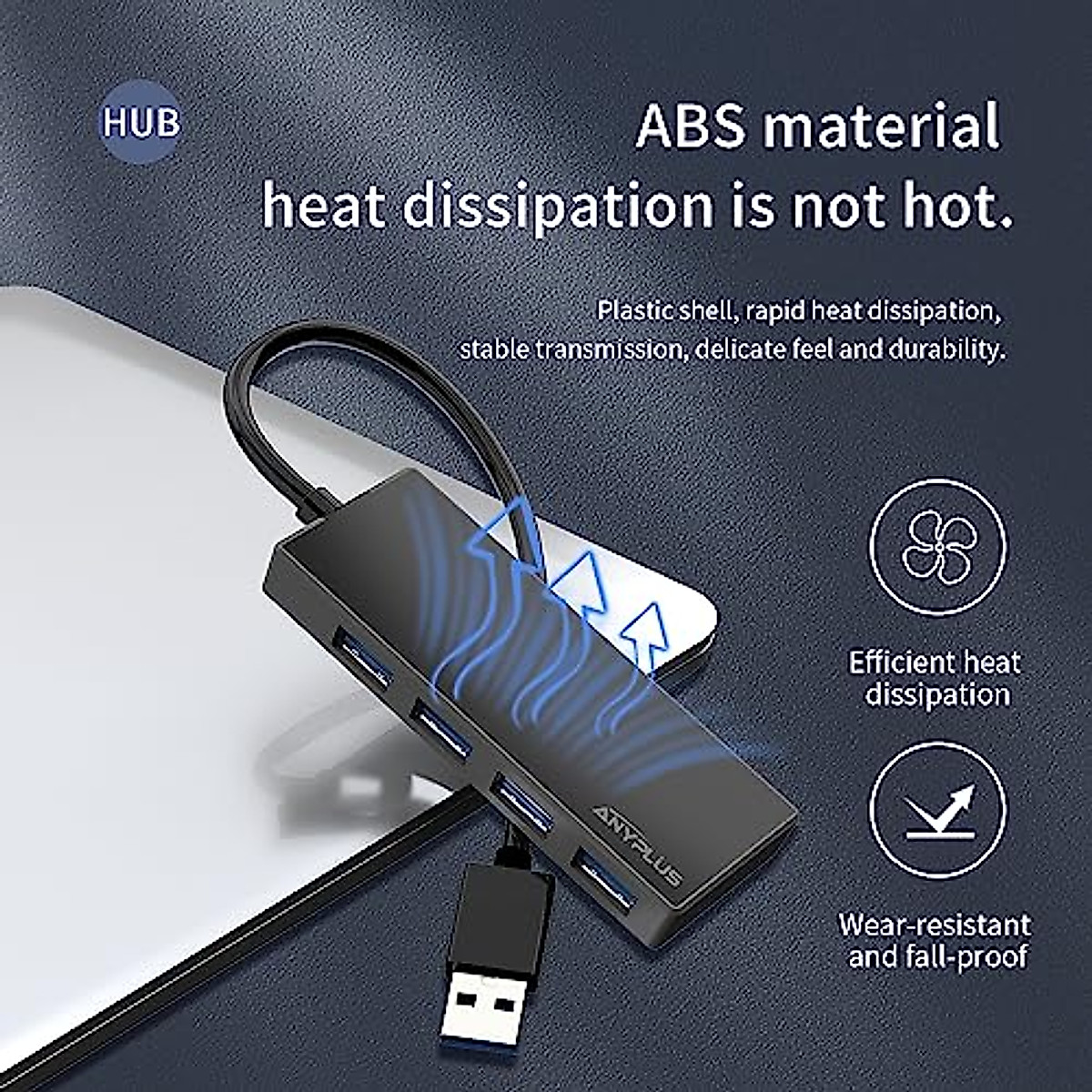 ANYPLUS USB 3.0 Hub, 4 Port USB Hub Splitter,Portable USB Adapter Mini Multiport Expander for Desktop, Laptop, Xbox, Flash Drive, HDD, Console, Printer, PC, Keyboards, HP, Dell