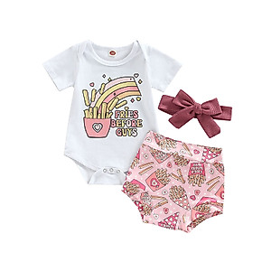 BeQeuewll Newborn Baby Girl Valentines Day Outfit Sweet Heart Letter Print Short Sleeve T-Shirt Romper Elastic Shorts Headband 3Pcs Summer Clothes (Sweat Hears Club-Pink, 18-24 Months)