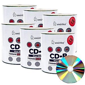 Smart Buy Shiny Silver Top CD-R 600-Pack 700mb 52x Blank Recordable Discs, 600 Disc, 600pk
