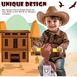 PerKidern Baby Balance Bike for 1-2 Year Old Boy Girl, Balance Bike for 12-24 Months 4 Wheels Toddler Balance Bike, Baby Bike 1+ Years Toy First Birthday Gifts (brown)