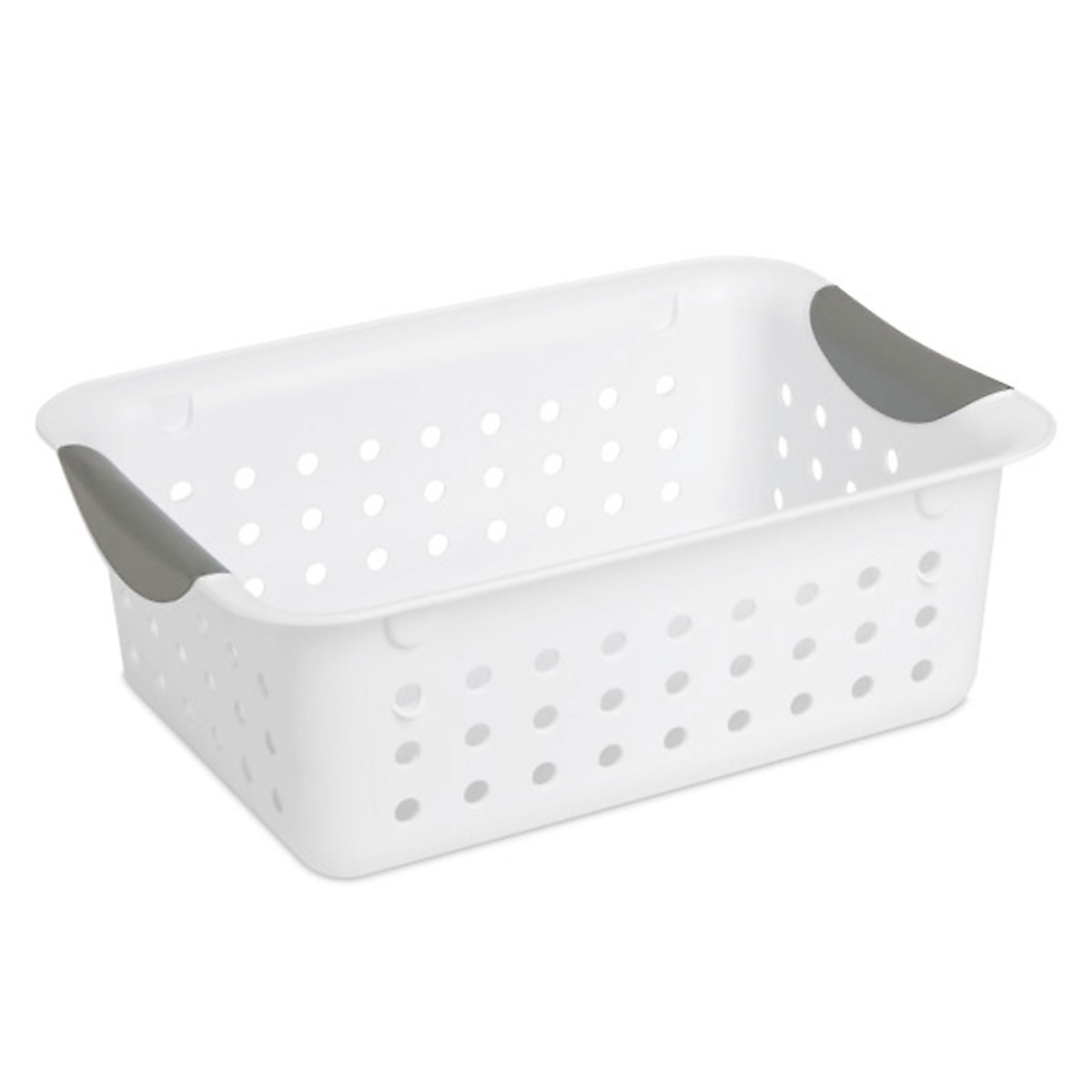 Sterilite 16228012 Small Ultra Basket, White Basket w/ Titanium Inserts, 12-Pack