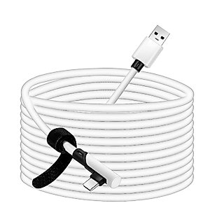 PIGETALE 16ft Link Cable for Quest/Meta Quest 2/1 and Gaming PC/Steam VR, USB 3.2 Gen1 Type A to C 5Gbps High Speed Data Transfer Charging Cable, 90 Degree Angled USB A to USB C Power Cable 5M