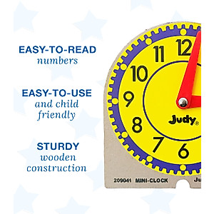 Carson Dellosa 12 Mini Judy Clocks Set, 4" x 4" Learning Clock for Kids Ages 4-8, Kids Analog Clock for Teaching Time, Teaching Time Activity Set for Schools, Homeschool and Daycare