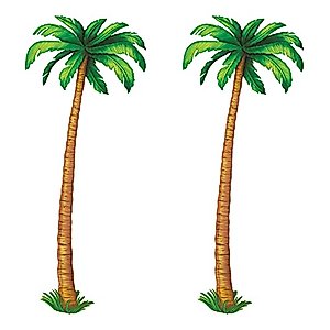 Beistle 2 Piece Durable Jointed Cardstock Paper Palm Trees Luau Birthday Decorations Summer Tropical Party Accessory Beach Theme Hawaiian Photo Prop Background