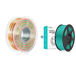 SUNLU Rainbow Silk PLA+ 3D Printer Filament and PLA Meta Green, 3D Printing PLA+ Filament 1.75mm, 1kg(2.2LBS) Spool, Rainbow