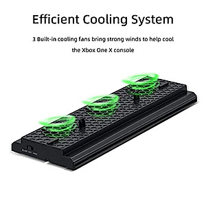 Mcbazel Vertical Cooling Stand for Xbox One X, Cooling Fan Stand with 3 USB Ports and Light Bar Compatible with Xbox One X Console Only - Black