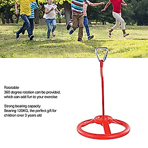 Uxsiya Children Gym Rotating Wheel,Children Gym Rotating Wheel Plastic Directional Wheel Kids Outdoor Fitness Exercise Wheel with Rope Red Swing for Kids Outdoor and Swingset Strong Heavy Duty