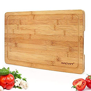 AVACRAFT Large Organic Bamboo Cutting Board, Large Cutting Board for kitchen, Best Chopping Board for Vegetables, Meat, Cheese, Butcher Block. Ideal Cutting Boards for Kitchen (16X10 Rectangular)