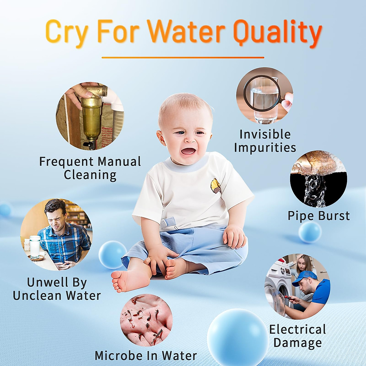 BriskSpring Self-Cleaning Spin Down Sediment Water Filter, Automatic Rotating Scraper Filter Screen, 40 Micron Reusable Whole House Water Filter System, 1" MNPT + 3/4" FNPT, Water Pressure Gauge