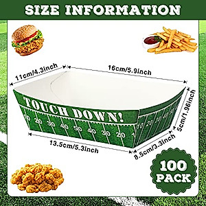 100 Pcs Football Party Decoration 1.1 lb Football Paper Food Trays Football Serving Boats Disposable Snack Serving Trays for Football Birthday Sport Game Party Favors Decorations
