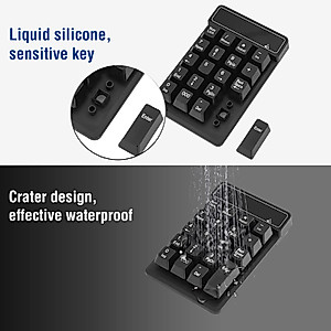 RaceGT Bluetooth Number pad, 19-Keys Wireless Numeric Keypad, Portable Mini Multi-Function Accounting Number Keypad Keyboard Extensions for Laptop/Desktop/Notebook