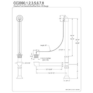 Kingston Brass CC2095 Brass Claw Foot Bath Drain, Oil Rubbed Bronze,27"
