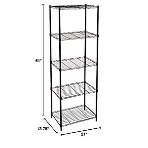 Home Basics Wire Shelving Storage Unit (5 Tier, Black)