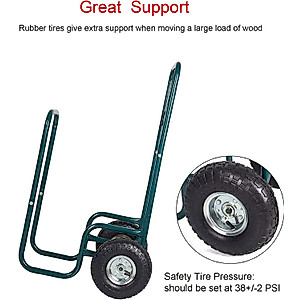 Firewood Log Rack Carrier Cart-220 LB Weight Capacity Wood Rack Storage Mover with Rolling Wheel for Indoor & Outdoor Use