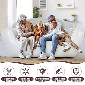 1 Piece Double Inflatable Camping Couch Outdoor Portable Blow up Movie Sofa Folding Lounge Chair Air Mattress for Adults Patio Beach Picnic Living Room Outside Indoor Furniture Without Pump