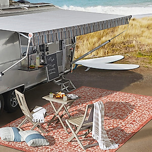 JONATHAN Y SMB104A-8 Malta Bohemian Medallion Textured Weave Indoor Outdoor Area r.u.g, Coastal, Traditional, Transitional Easy, Bedroom,Kitchen,Backyard,Patio,Non Shedding, Red/Taupe, 8 X 10