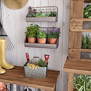 Barnyard Designs Galvanized Metal Kitchen Utensil Holder for Countertop, Farmhouse Kitchen Utensil Holder for Kitchen Counter, Decorative Kitchen Utensil Holder Large Rustic Utensil Caddy, 11.25x5.5