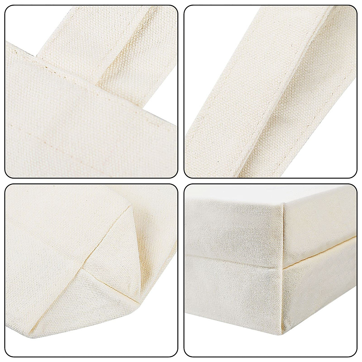 Veyist 4 Pcs Reusable Large Canvas Tote Bags, Blank Multi-purpose Canvas Bags, Suitable for DIY Project, Grocery Bags, Shopping Bags, Book Bags, Gift Bags. Cotton bags. (Size: 15.7''x15.7''x4.7'')