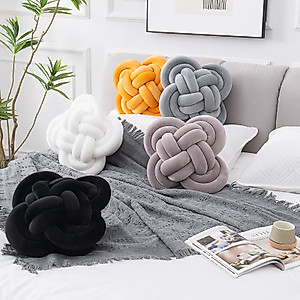 Xiashrk Knot Pillow, Decorative Throw Pillows with Soft Plush for Couch, 12" Knotted Pillows Black Dorm Room Decor Knot Pillow Ball Decorative Cushion for Bed Living Room