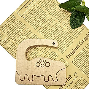 FYLFOTA Wooden Kids Knife for Cooking, Toddler Safe Knife for Cutting Vegetable Fruit, Cute Dinosaur Shape Kids Kitchen Tools- Kids Chef Knife with Original Wood, No Paint