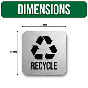 Recycle and Trash Stickers for Trash Cans - Stainless Steel Style Vinyl Recycling Bin Labels - 2 Pack - 6.5" by 6.5" Decals Logo - Waste Signs for Home Kitchen or Office Bins Indoor/Outdoor Use