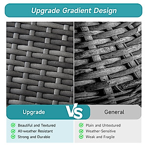 IDEALHOUSE 7 Pieces Outdoor Dining Set,Patio Sectional Sofa Conversation Set All Weather Wicker Rattan Couch Dining Table & Chair with Ottoman Grey