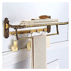 Towel BAR Rack Towel Rail for Bathroom,Punch-Free Bath Hand Towel Holder,Bathroom Towel Rail,European Antique Bathroom Rack Space Aluminum Towel Bar/Towel Rack (Color : Double Rod, Size : Christmas