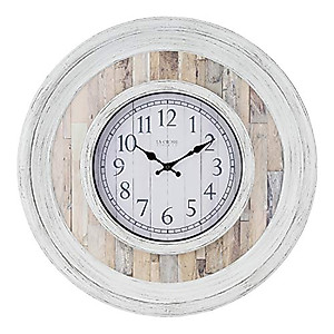 La Crosse Technology 404-3051B 20 Inch Weathered Wood Quartz Wall Clock, White