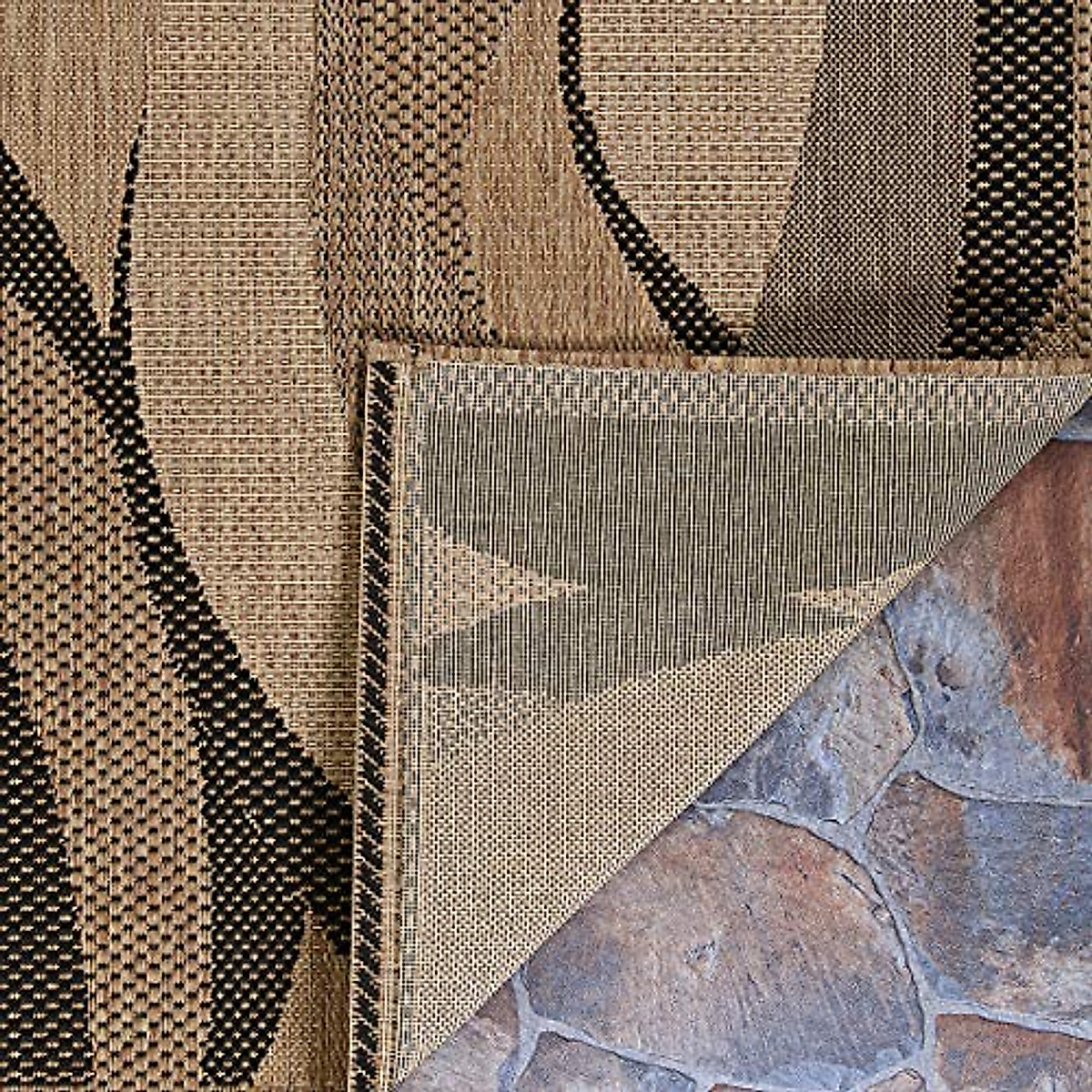 Couristan Recife Seagrass Indoor/Outdoor Area Rug, 7'6", Natural-Black