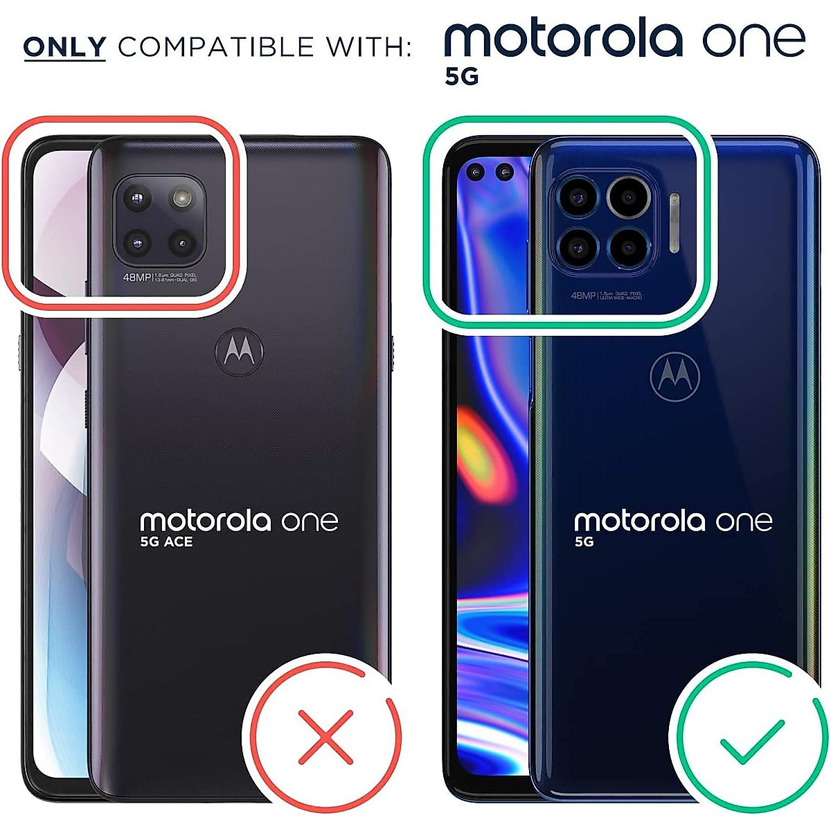 NZND Case for Motorola Moto One 5G / 5G UW/G 5G Plus with [Built-in Screen Protector], Full-Body Protection Bumper, Shockproof Protective, Impact Resist Case Cover (Black Marble)