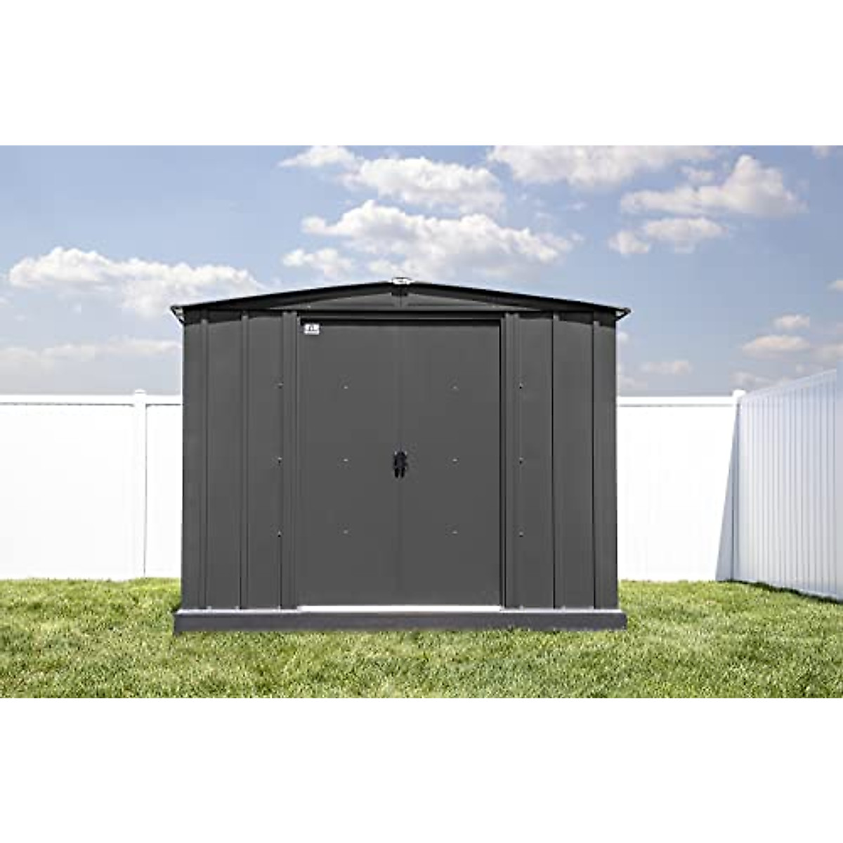 Arrow Shed Classic 8' x 6' Outdoor Padlockable Steel Storage Shed Building, Charcoal