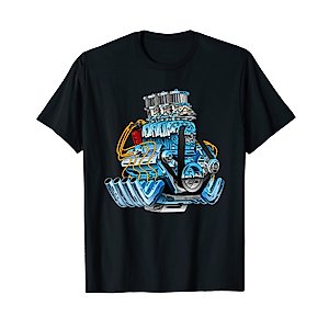 Hot Rod Muscle Car Dragster Race Engine Cartoon Illustration T-Shirt