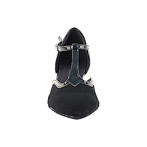 GP 50 Shades of Low Kitten Heel Dance Dress Shoes: 9627 Black Nubuck & Black Trim,1.3" Heel, Size 11 (Special Order)